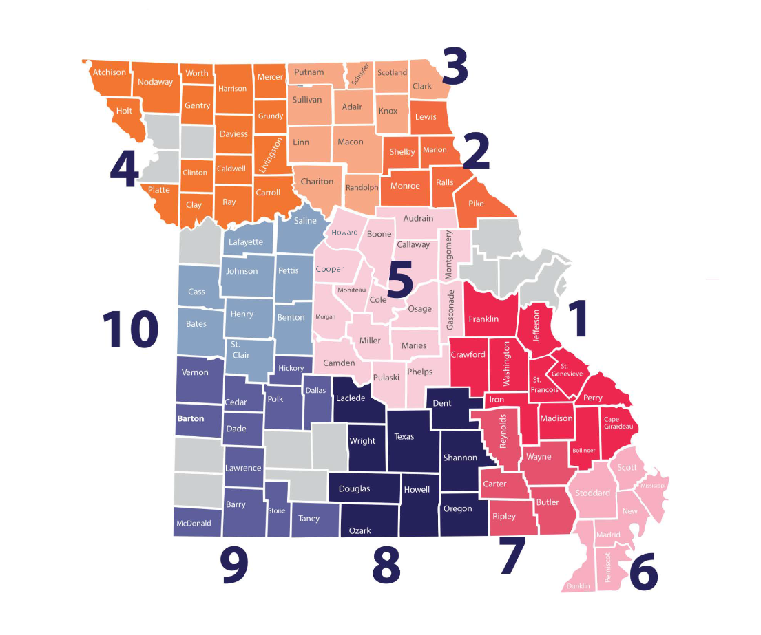 Missouri Balance of State Continuum of Care Regions Map | dmh.mo.gov